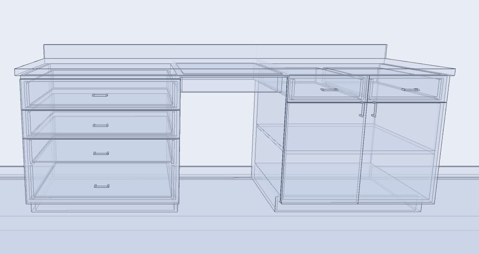 Metal Casework: 8 foot long standing height wall section with kneehole ...